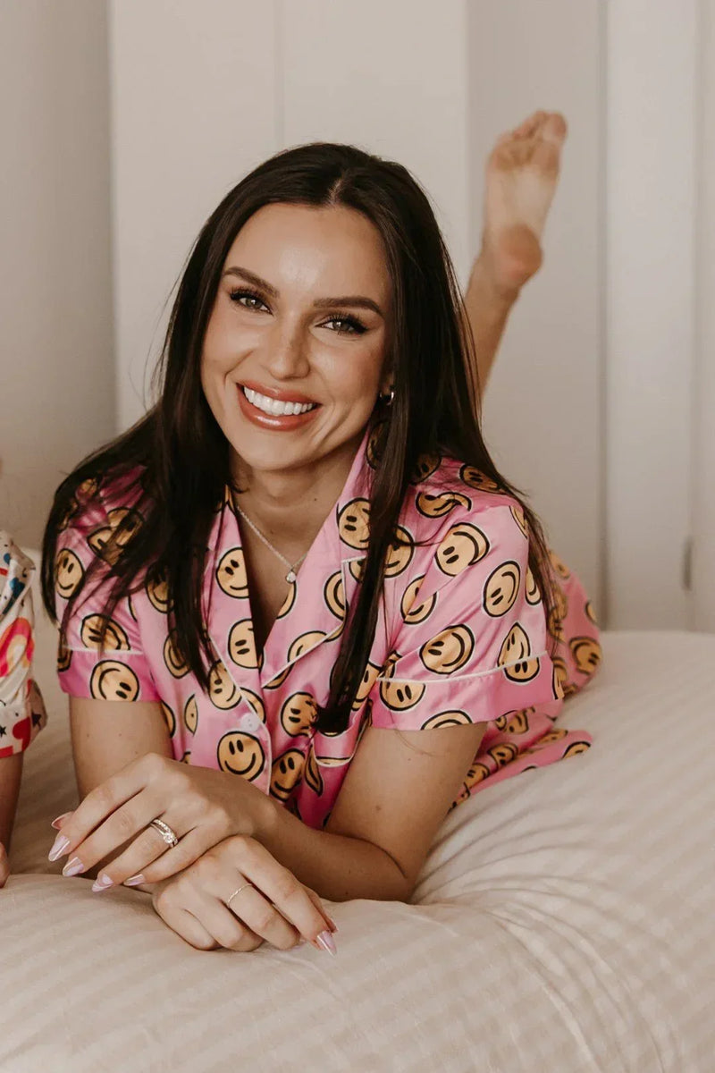 Pink Smiley Face Pajamas Set